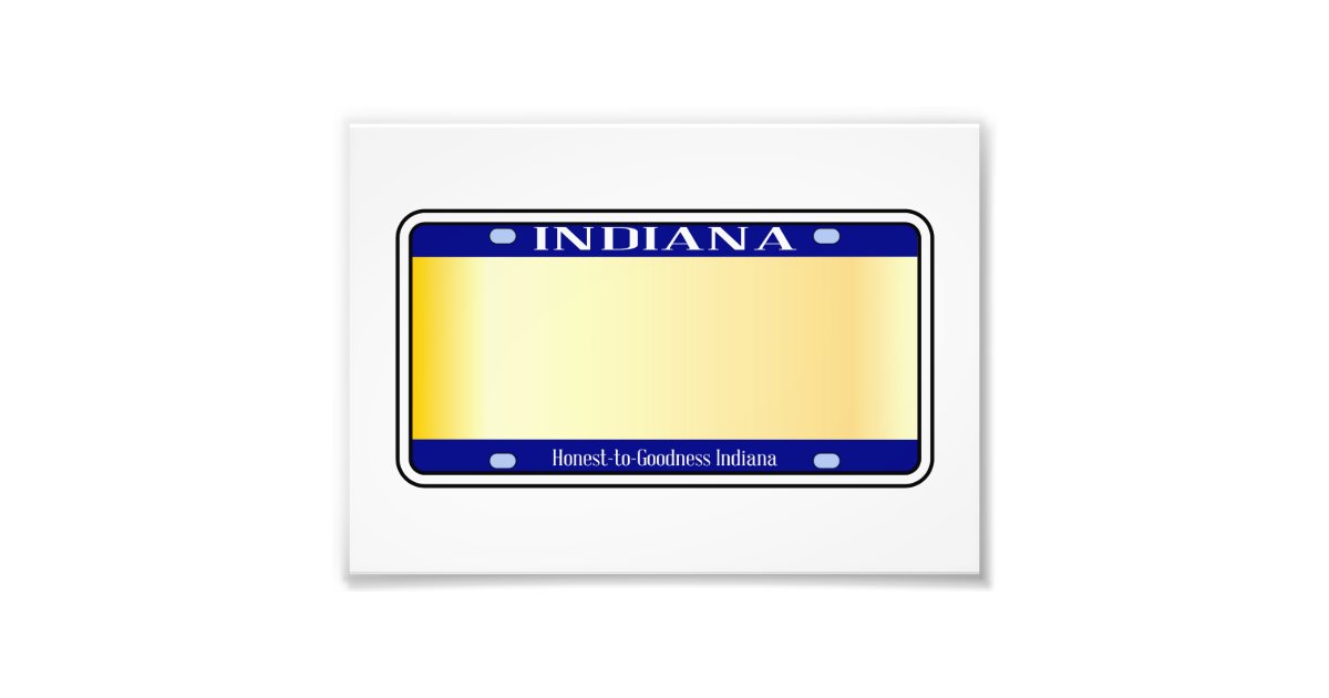 Blank Indiana State License Plate Photo Print | Zazzle.co.uk