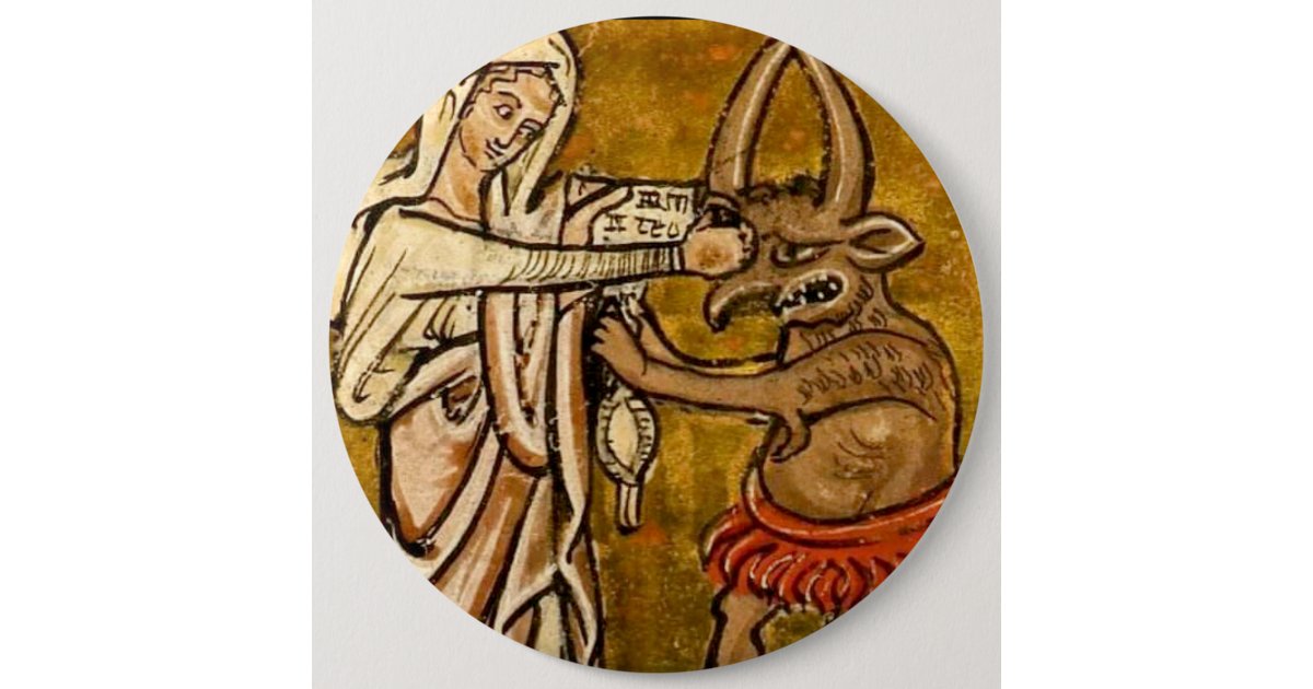Blessed Virgin Mary Punching The Devil In The Face 6 Cm Round Badge