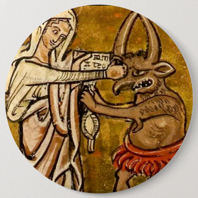 Blessed Virgin Mary Punching The Devil In The Face 6 Cm Round Badge
