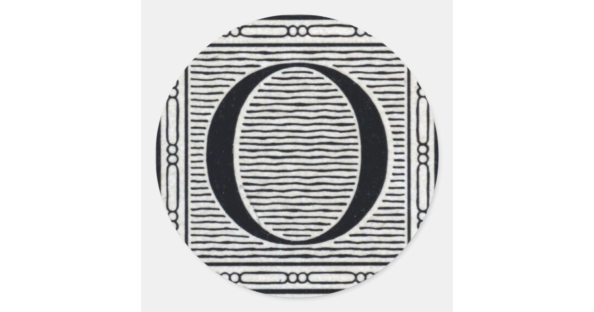Block Letter "O" Woodcut Woodblock Inital Classic Round Sticker | Zazzle