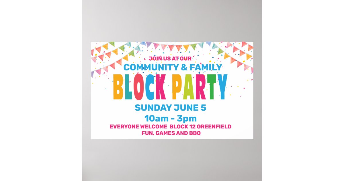 BLOCK PARTY Banner Poster | Zazzle