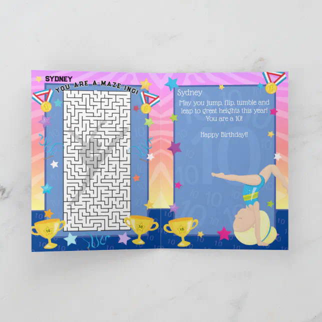 Blonde Girl Gymnastics You Are A-Maze-ing Birthday Card | Zazzle