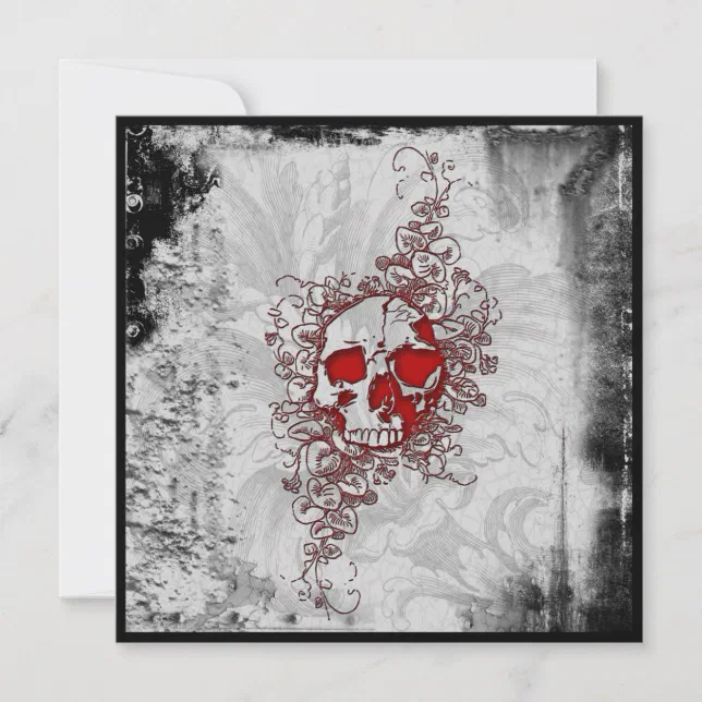 Blood Skull Goth Grunge Invitation | Zazzle