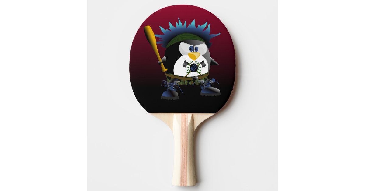 Blue Anarchy Penguin Ping Pong Paddle | Zazzle