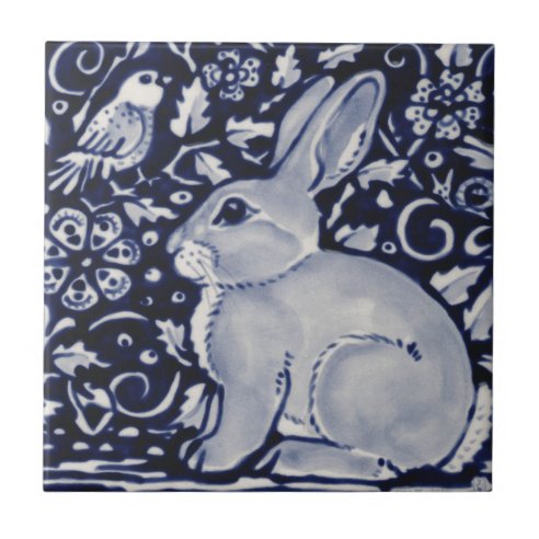 Blue Rabbit Decorative Ceramic Tiles | Zazzle.co.uk