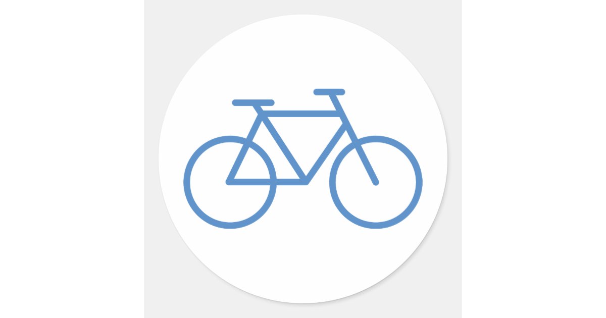 blue bike icon bicycle cylce classic round sticker | Zazzle
