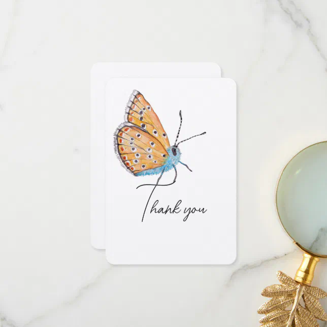Blue Butterfly Thank You Card | Zazzle
