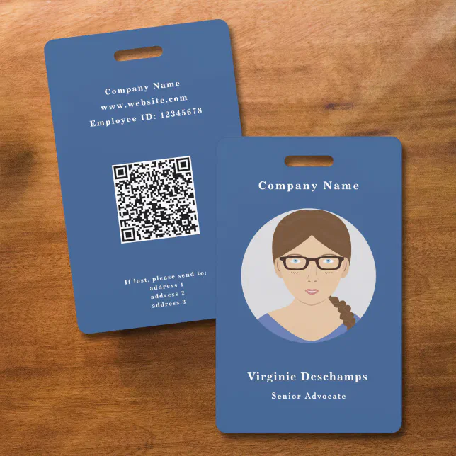 Blue Circle Photo Employee Badge ID Badge | Zazzle