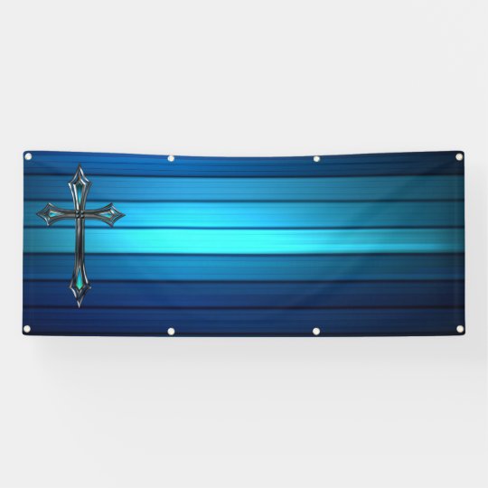blue cross blue plank Long blank church Banner | Zazzle.co.uk