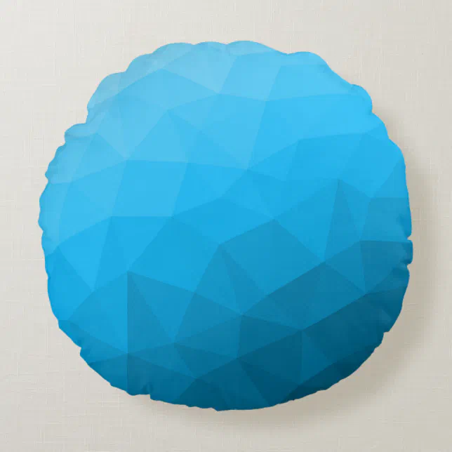 Blue cyan gradient geometric mesh pattern Triangle Round Cushion | Zazzle