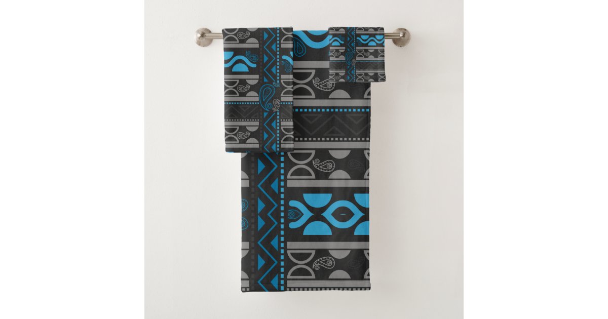 blue ethnic aztec bath towel set | Zazzle
