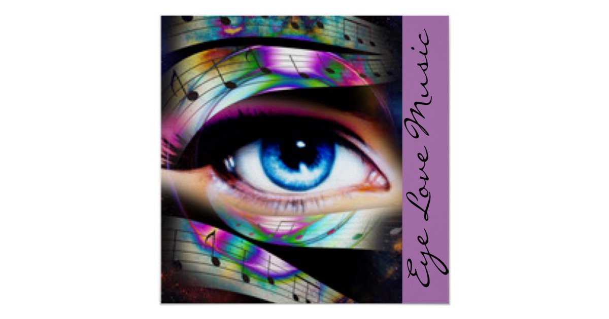 Blue Eye With Music Notes Poster | Zazzle