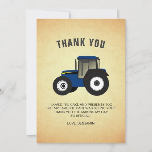 Tractor Thank You Cards | Zazzle UK