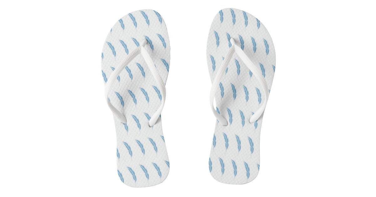 Blue Feather flip flops | Zazzle