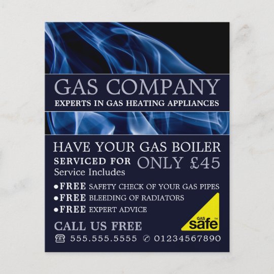 Blue Flame, Gas Engineer & Supplier Advertising Flyer | Zazzle.co.uk