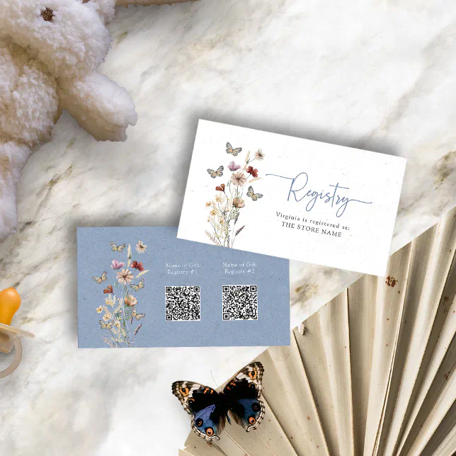 Blue Floral Registry Baby Shower Enclosure Card | Zazzle