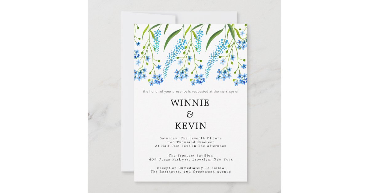 Blue forget-me-nots wedding invitation | Zazzle