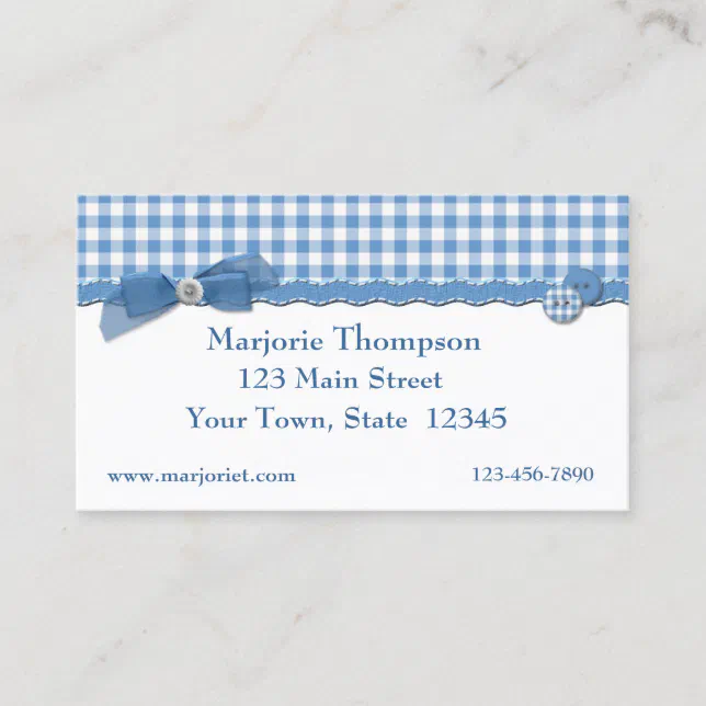 Blue Gingham Business Card | Zazzle