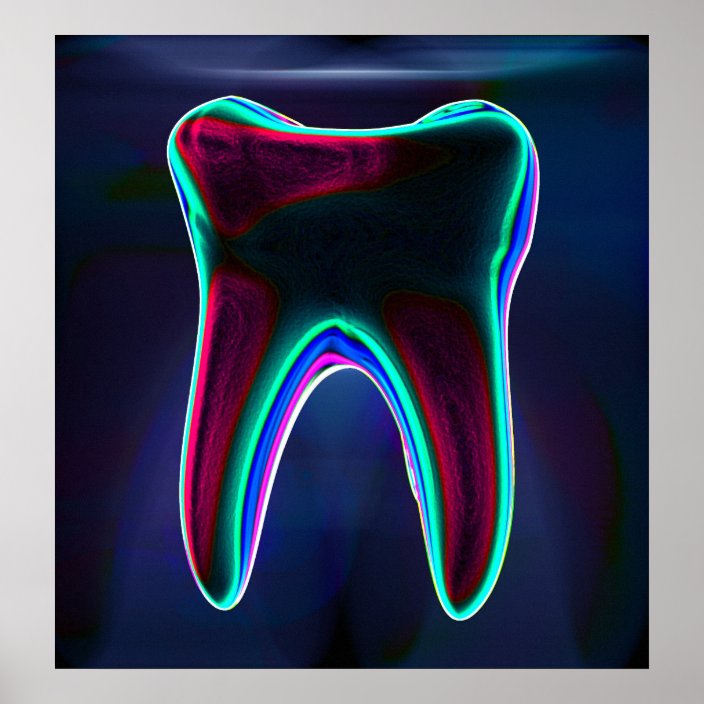 Blue Glowing Tooth Dentist Orthodontist Poster | Zazzle.co.uk