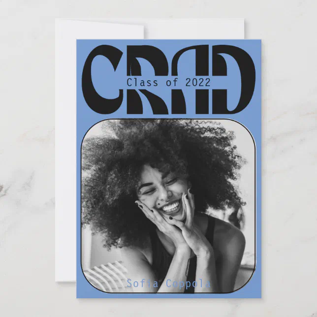 Blue Gothic modern Typography Graduation 2022 Invi Invitation | Zazzle