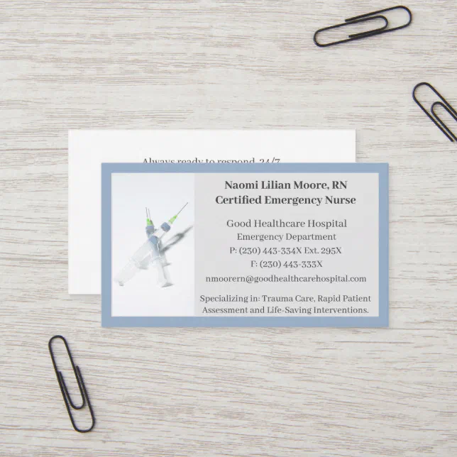 Blue Grey Syringes Healthcare Registered Nurse RN Business Card | Zazzle