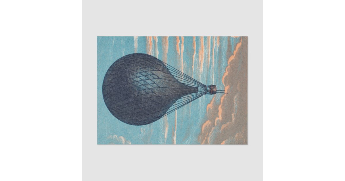 Blue Hot Air Balloon Decoupage Tissue Paper | Zazzle