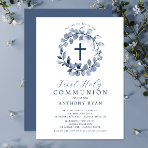 First Communion Invitations For Boys Printable First Communion