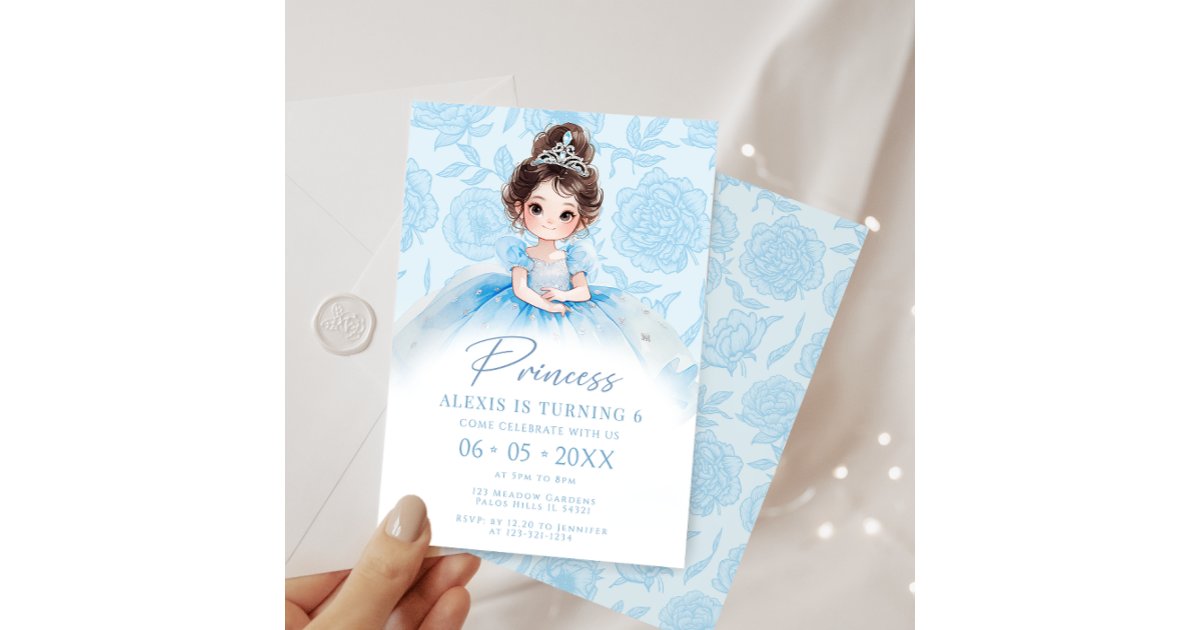 Blue Little Princess Royal Birthday Girl Invitation | Zazzle
