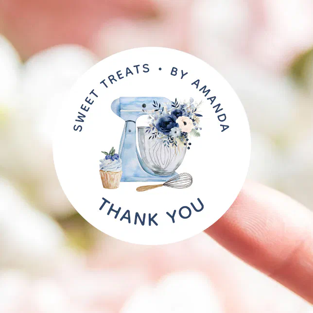 Blue Mixer Thank you Classic Round Sticker | Zazzle