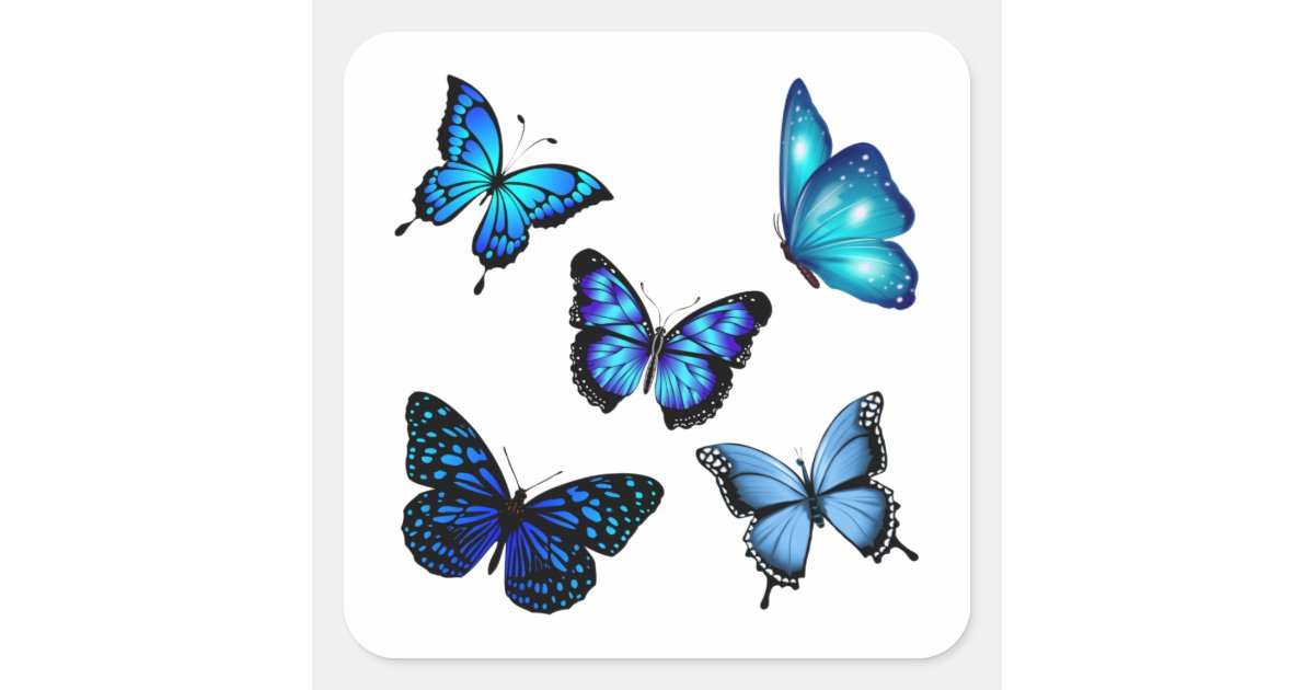 Blue Monarch Butterfly Square Sticker | Zazzle