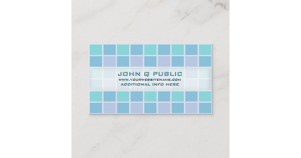 Blue Mosaic Grid Business Card | Zazzle