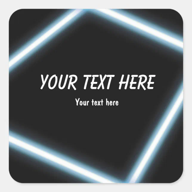 Blue neon glow stick birthday party sticker label | Zazzle