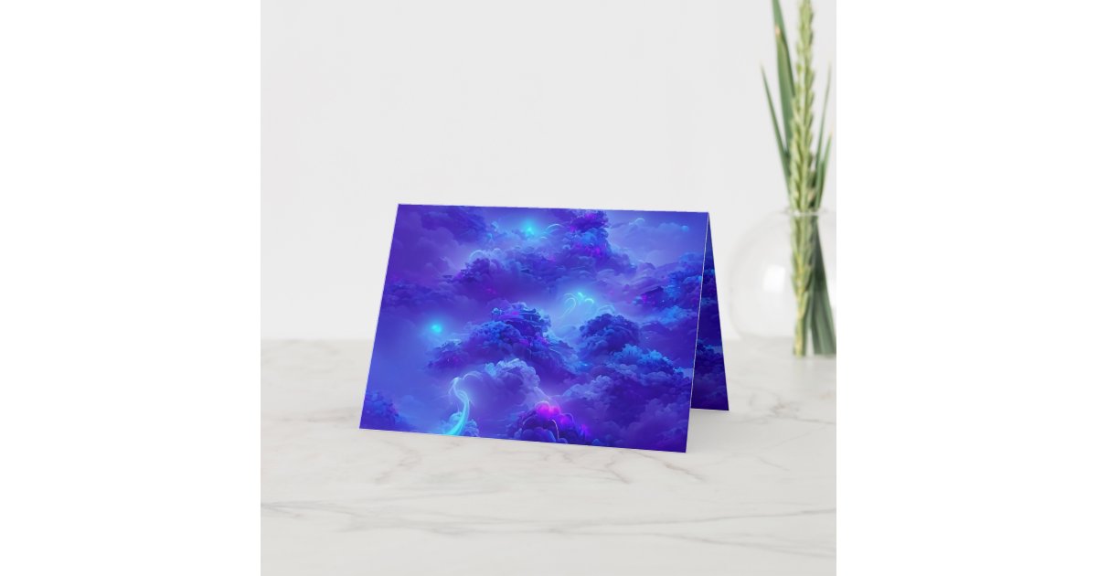 Blue neon lightning sky effect thank you card | Zazzle