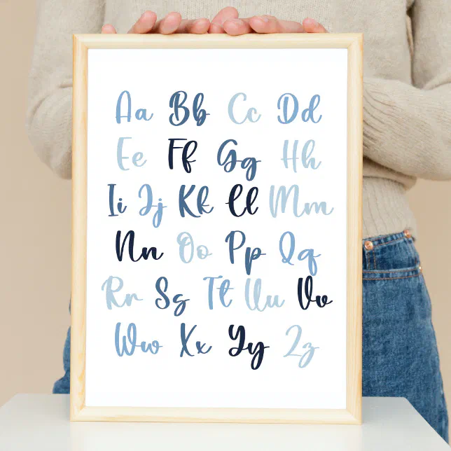 Blue Nursery Alphabet ABC Learn Poster | Zazzle