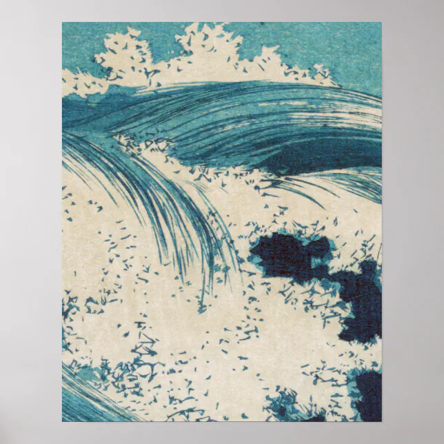 Blue Ocean Waves Japanese Woodcut Poster | Zazzle
