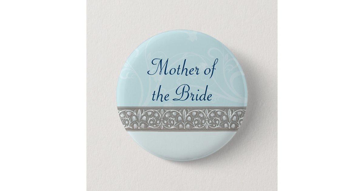 Blue Ornamental Frieze Bridal Party Button | Zazzle