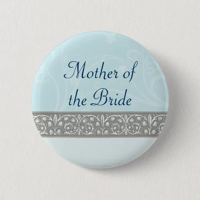 Blue Ornamental Frieze Bridal Party Button | Zazzle