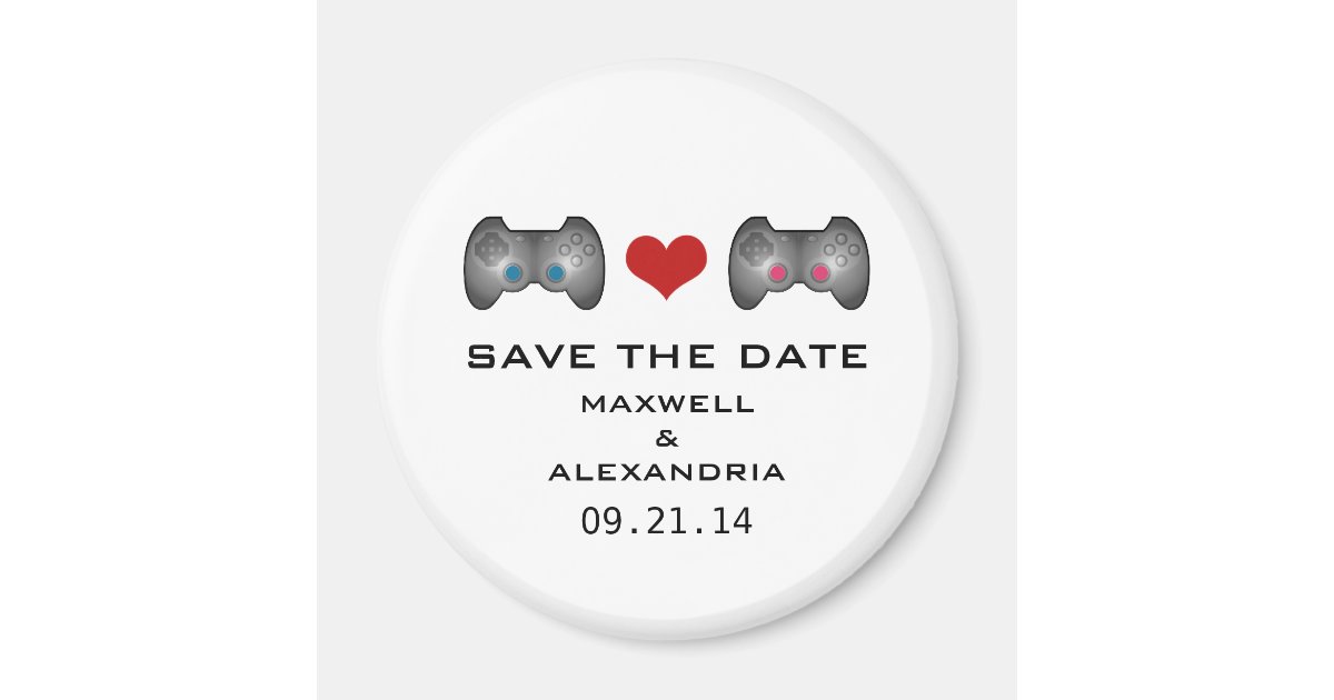Blue Pink Cute Gamer Save the Date Magnet | Zazzle