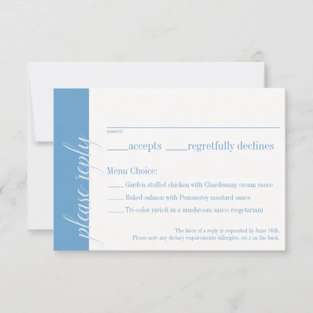 Blue Response Card, Caroline Wedding Invitation | Zazzle