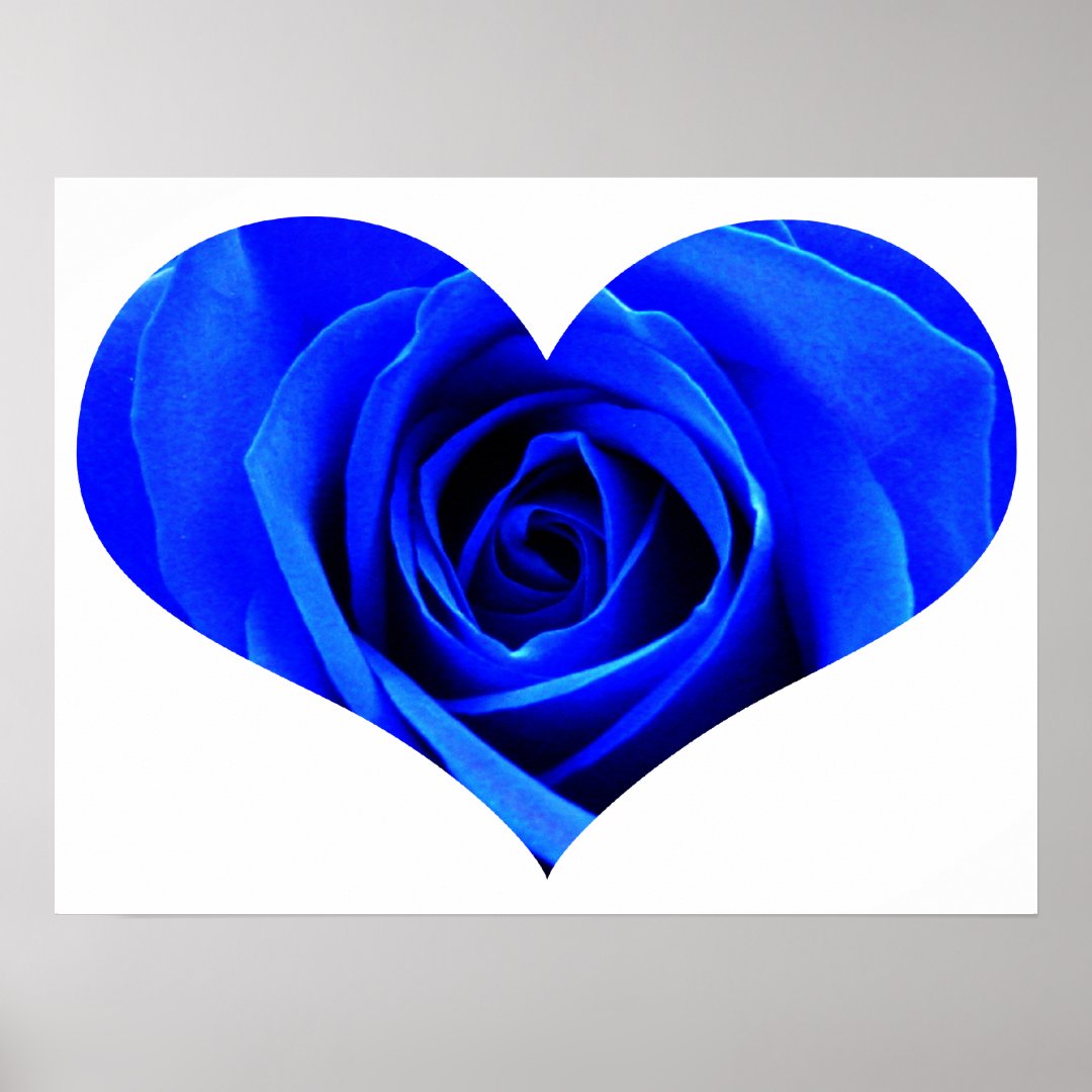 Blue Rose Heart Poster | Zazzle