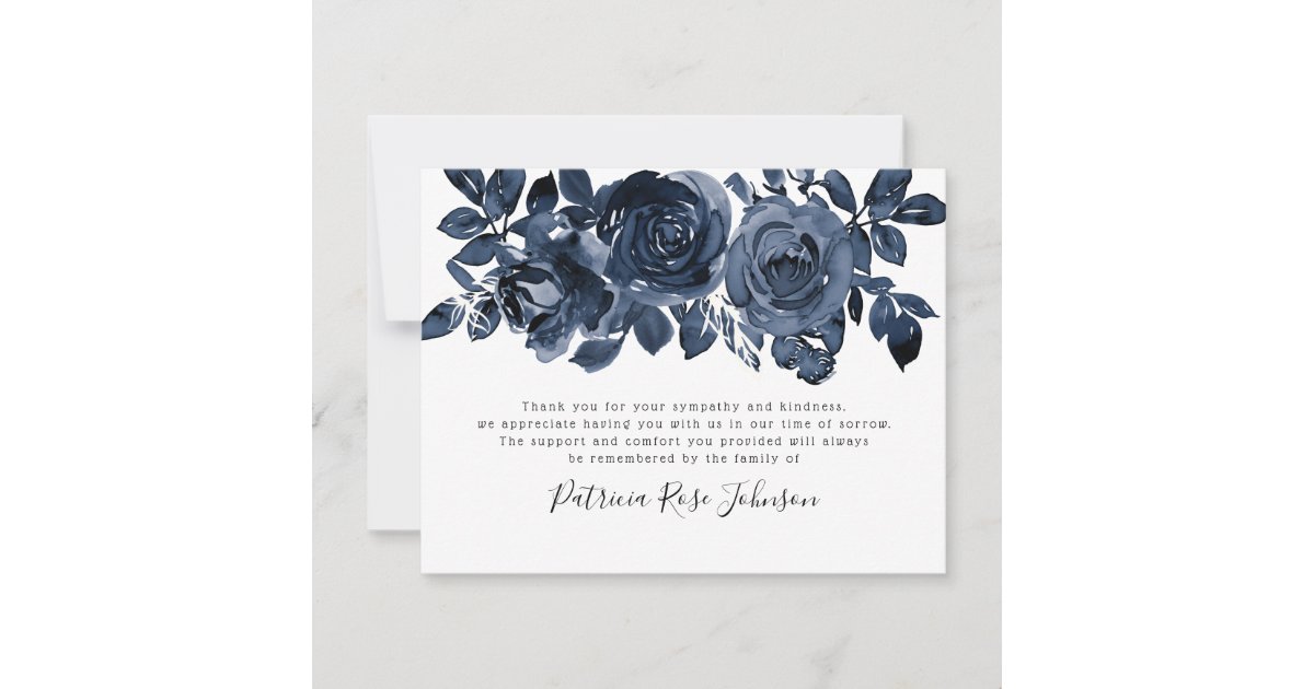 Blue Roses Funeral Memorial Thank You | Zazzle