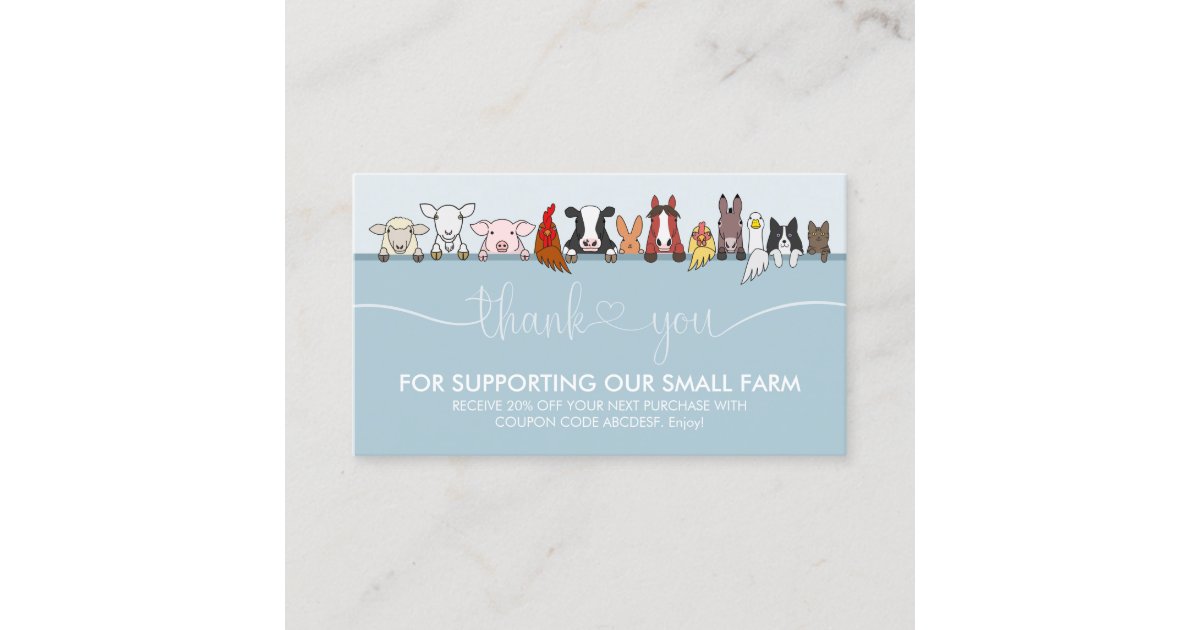 Blue Signature Farm Animal Veterinary Thank You Business Card | Zazzle