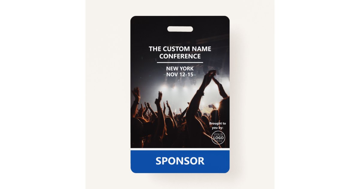 Blue Sponsor Access Pass QR Code Logo Conference ID Badge | Zazzle
