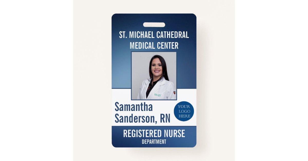 Blue Surgical Medical ID Logo Employee ID Badge | Zazzle