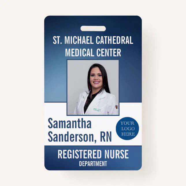 Blue Surgical Medical ID Logo Employee ID Badge | Zazzle