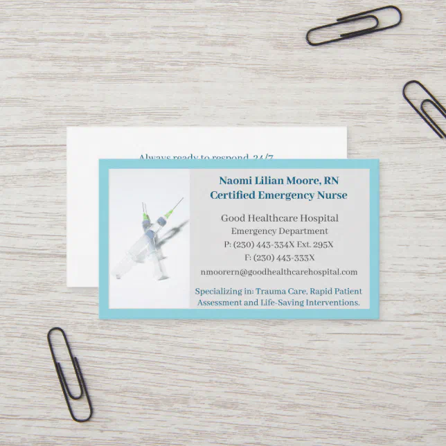 Blue Syringes Healthcare Registered Nurse RN Business Card | Zazzle