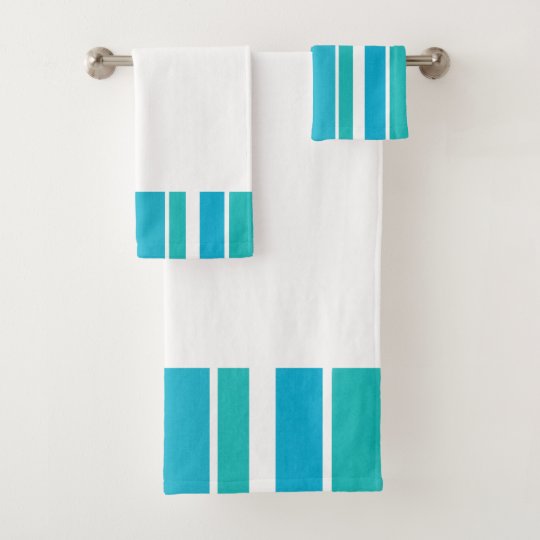 Blue Turquoise White Stripes Bath Towel Set | Zazzle.co.uk