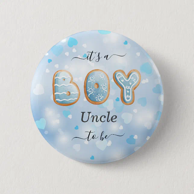 Blue Uncle to Be Boy Baby Shower Button | Zazzle