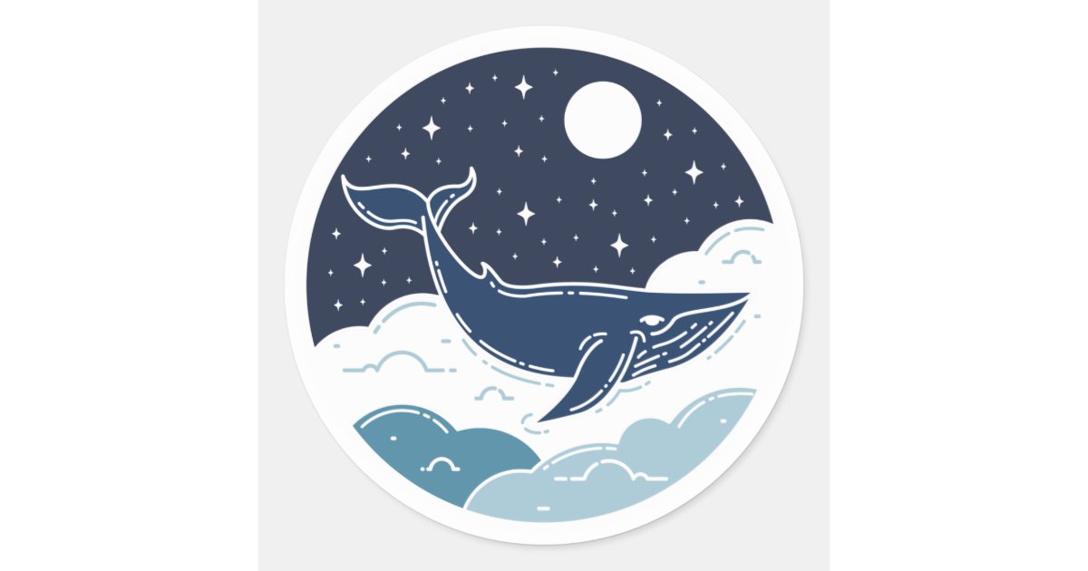 Blue Whale Dream Classic Round Sticker | Zazzle