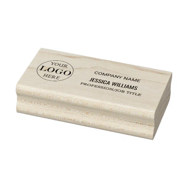 Blurred Grey Background Custom Logo Business Rubber Stamp | Zazzle